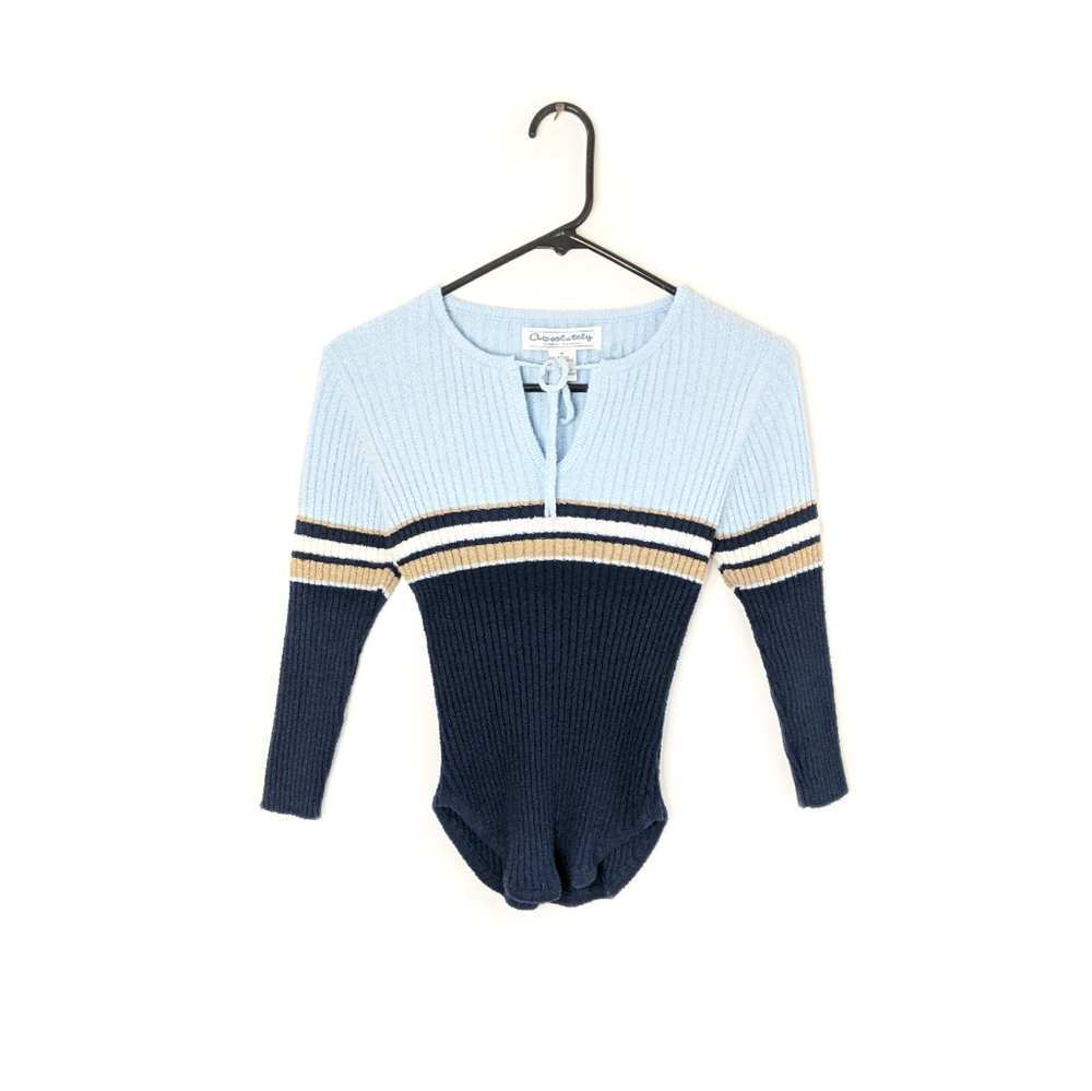 Early 2000s Ribbed Terry Cloth Color Block Striped No… - Gem